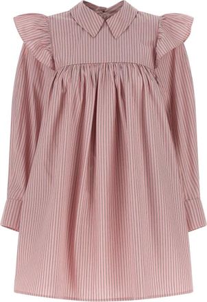Ganni Femme, Robes, Rose, Taille: 36 FR Oxford Cotton Striped Mini Dress
