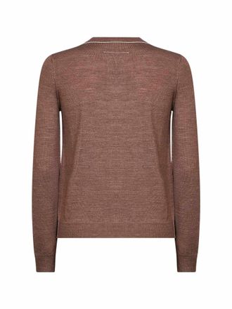 Maison Margiela Womens Cardigan Light Brown Wool Blend Virgin Cardigans Sweater