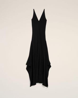Ami Ami Paris - Robe longue noire &agrave; godets en soie m&eacute;lang&eacute;e Noir - Taille : 34 - pour Femme