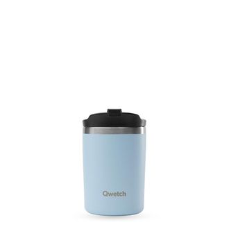 Qwetch Travel Thermobecher - Pastellblau 240 ml - Thermoskanne f&uuml;r Kaffee & Tee aus Edelstahl - 6 Stunden hei&szlig; und 12 Stunden kalt - kompakt & wasserdicht, R
