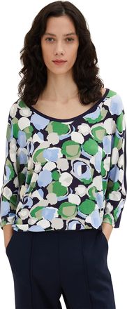 Tom Tailor Damen 1035463 Loose Fit T-Shirt mit Muster, 31572 - Green Flower Design, 3XL