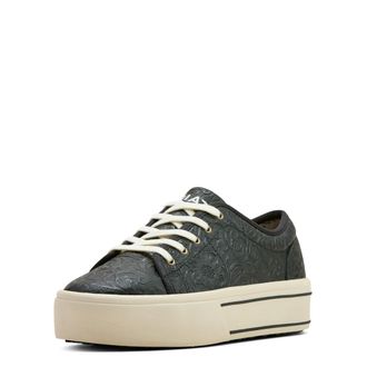 Ariat Womens Skylar Trainer Shoes in Black Floral Emboss, B Medium Width, Size 42.5, by Ariat