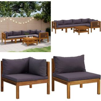 vidaXL 6-tlg. Garten-Lounge-Set mit Auflage Massivholz Akazie - Garten-Lounge-Set - Garten-Lounge-Sets - Home & Living