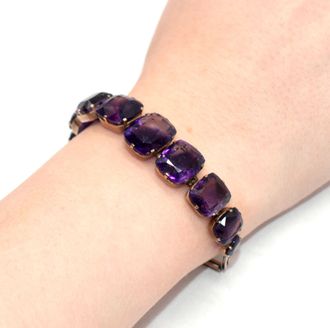 Vintage Fine Quality Amethyst And Gold Bracelet