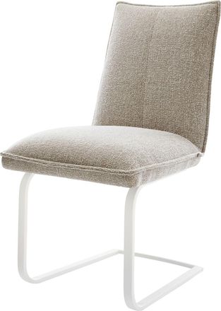 DELIFE Schwingstuhl Lelio-Flex Freischwinger flach Wei&szlig; Webstoff Soft Beige Taschenfederkern