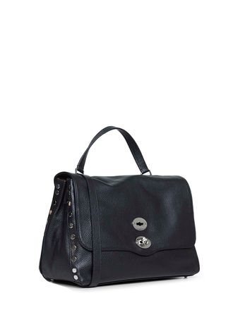 Zanellato Womens Handbag Postina Medium Black Leather Handbags Hand Bags