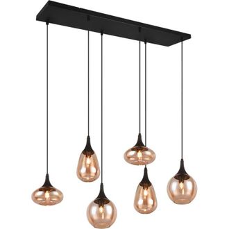 Trio Leuchten Suspension 6xe14 40w verre ambre noir mat - trio - lumina 80668194 80668194