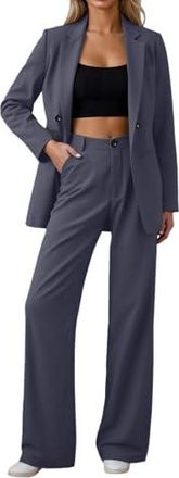 Generic Tailleur Automne Hiver Costumes Col Revers Chic Femmes Tailleurs Poches Business Ensembles Costume Officiel Manteaus Blazer Grande Taille Vestes Pas C