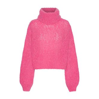 Americandreams Americandreams, Femme, Pulls, Rose, Taille: ONE Size Pepper Roll Neck Alpaca Pullover Cropped