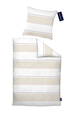 Daniel Hechter Bettw&auml;sche Renforce 0041302 QUERSTREIFEN 1x 135x200 cm + 1x 80x80 cm, kitt
