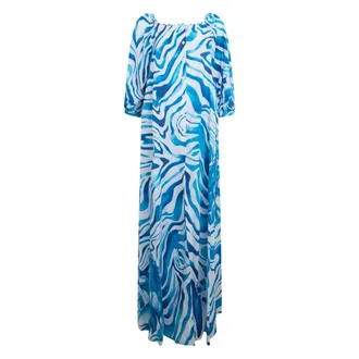 Alberta Ferretti Femme, Robes, Multicolore, Taille: 46 FR Robe Longue &agrave; Manches Bouffantes