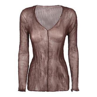 Issey Miyake Chiffon Twist 1 - - Tops - Damen - Braun - M