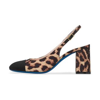 Loriblu Slingback aus Leopardenmusterstoff und schwarzem Grosgrain - - Shoes - Damen - Braun - 38 EU