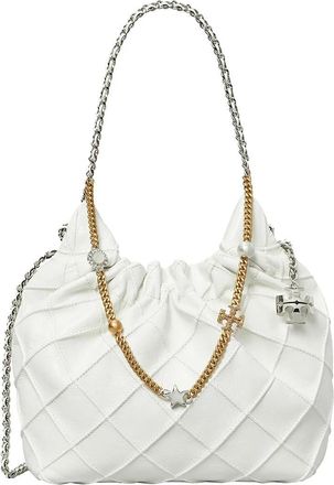 Tory Burch Tory Burch Hobo Bags - Fleming Distressed Mini Hobo Bag - Gr. unisize - in Wei&szlig; - f&uuml;r Damen