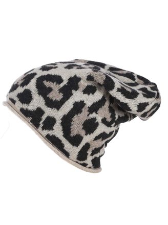 Zwillingsherz Slouch-Beanie-M&uuml;tze im Leo Design mit Kaschmir - Hochwertige Strickm&uuml;tze f&uuml;r Damen M&auml;dchen - Hat - Pailletten Stern - One Size - Sommer Herbst und Win