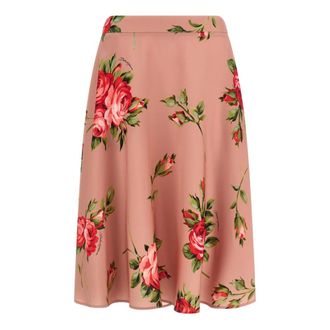 Dolce & Gabbana Femme, Jupes, Rose, Taille: 44 FR Bouquet Rose Silk Midi Skirt