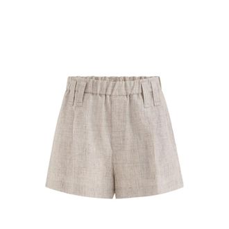 Brunello Cucinelli Sparkling Linen Baggy Shorts With Monili