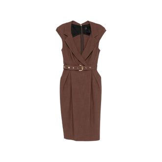 Pinko Pinko, Femme, Robes, Brun, Taille: 40 FR Robe Midi Sans Manches Ceintur&eacute;e