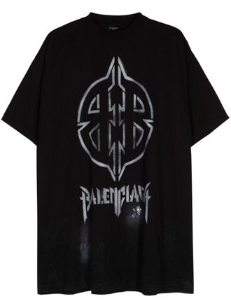 Balenciaga t-shirt Metal BB Stencil en coton - Noir