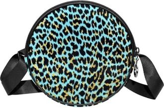 Generic Sac &agrave; bandouli&egrave;re rond pour femme, motif pois l&eacute;opard, petit sac &agrave; bandouli&egrave;re avec fermeture &eacute;clair, bretelles r&eacute;glables, sac &agrave; main rond d&eacute;contract&eacute;