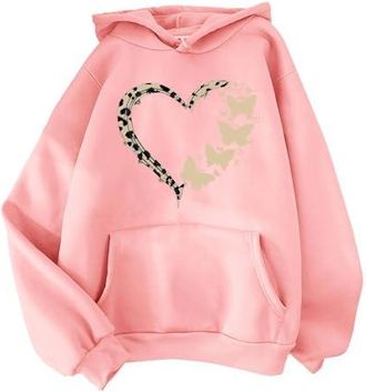 Generic Sweatshirts pour femmes sweatshirts &agrave; capuche en polaire avec poches confortables hauts amples pulls &agrave; capuche pulls &agrave; capuche, rose, L