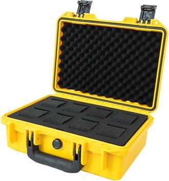 Harilla Tragbarer Uhrenkoffer, stoßfeste Halterung, Aufbewahrungsbox, Sammlung, Geschenk mit Tragegriff, Organizer für Uhr, Freunde, Zuhause, Reisen, B Gelb m