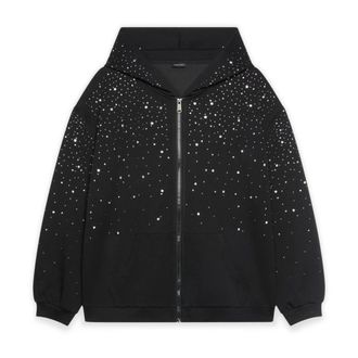 Fiorella Rubino Femme, Sweatshirts et sweats &agrave; capuche, Noir, Taille: 40 FR Sweat ouvert avec applications lumineuses