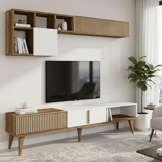 Dmora Wohnwand Gemini 180x35x40h cm Braun 11 Regale