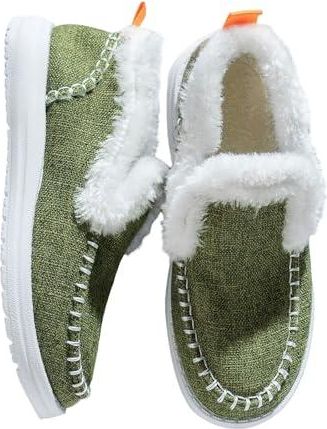 Generic Chaussures dhiver pour femme doubl&eacute;es de fourrure - Bottes mi-mollet plates en daim - Chaudes et pelucheuses - Confortables - Antid&eacute;rapantes - D&eacute;contr