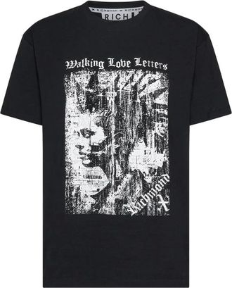 John Richmond Femme, Tops, Noir, Taille: 42 FR T-shirt graphique &agrave; effet vintage