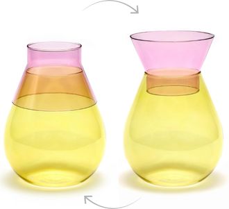 PELEG DESIGN Peleg Design Twotone Home Decor in 3 Farben - Runde Glasvase f&uuml;r Blumenstr&auml;u&szlig;e - dekorative Vase mit umklappbarer Oberseite - Glasvasen f&uuml;r Tafelaufs&auml;