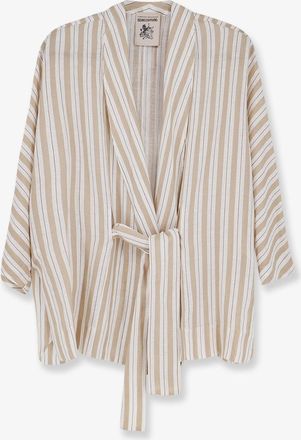 Semicouture Kimono striped linen shirt - SEMICOUTURE - gender_Woman