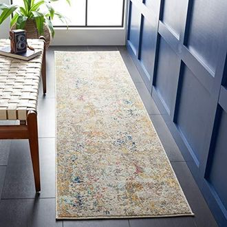 Safavieh Modern Teppich für Wohnzimmer, Esszimmer, Schlafzimmer - Madison Collection, Kurzer Flor, Grau und Gold, 66 X 244 cm