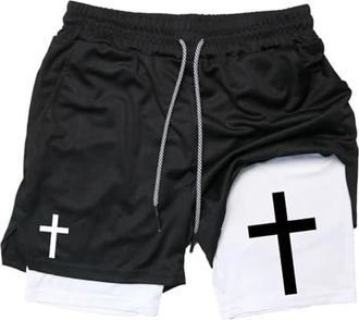 Generic Short de bain pour homme pour activit&eacute;s de plage en plein air, design double couche avec imprim&eacute; et confort de chute, facile dentretien, lavable en ma