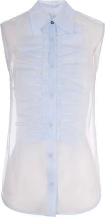 P.A.R.O.S.H. P.a.r.o.s.h., Femme, Blouses et Chemises, Bleu, Taille: 42 FR Chemise en soie