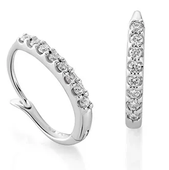 Orphelia OD-5291 Boucles doreilles créoles pour femme Or blanc 750 rhodié Diamant (0,21 ct) Blanc Taille ronde, Or blanc, Diamant