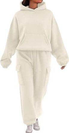 Generic Survêtement pour femme Ensemble complet de vêtements de détente dautomne 2 pièces vêtements de sport chauds à capuche et pantalon de jogging avec poch