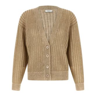 PESERICO Femme, Pulls, Beige, Taille: 42 FR Cardigan Gaufre Lam&eacute;