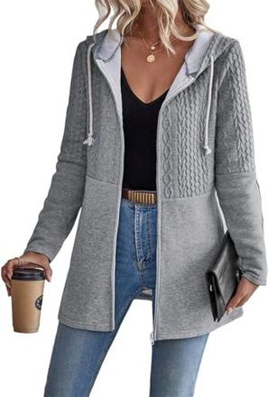 ORANDESIGNE Sweats &agrave; Capuche Femme Sweat-Shirt &agrave; Capuche Zipp&eacute; Hoodie Veste de Sport Manche Longue Manteau Grande Taille Gilet Long Printemps Automne Zip Up Sweat