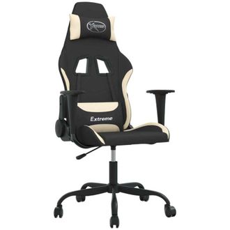 vidaXL Gaming-Stuhl mit Massagefunktion Schwarz und Creme Stoff vidaXL