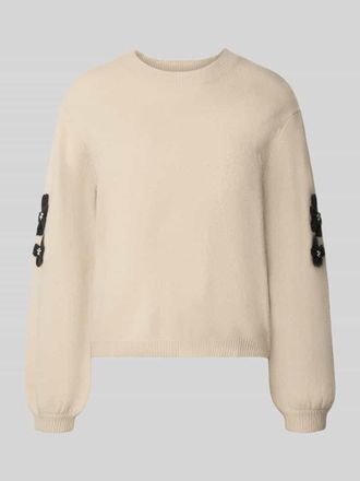 Christian Berg Strickpullover aus Wolle mit Stitchings und Perlen