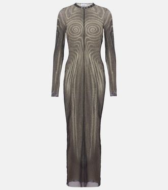 Jean Paul Gaultier Bedrucktes Maxikleid Spiral aus Mesh