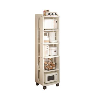 Generic Schlanker Aufbewahrungswagen, Massivholz-Aufbewahrungsregal, Offener Organizer-Wagen Mit 360&deg;-Bremsr&auml;dern, for Schmale Stellen Im Badezimmer(Color 1,2