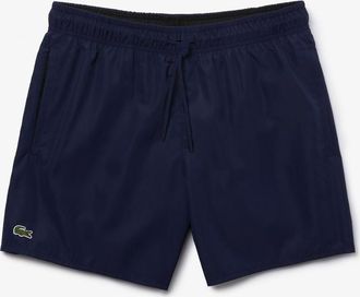 Lacoste Unifarbene Badeshorts mit Krokodil-Aufn&auml;her in
