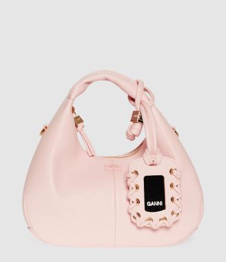Ganni Sac Hobo Grained Chalk Pink