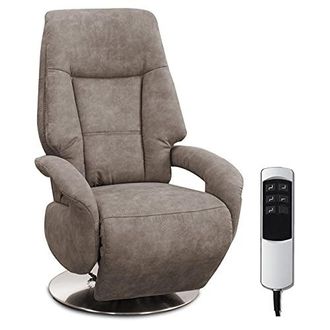 Cavadore Fauteuil TV Edinburgh avec Fonction Relaxation réglable électriquement - 2 Moteurs électriques - 74 x 114 x 77 cm - Aspect Cuir - Marron Clair