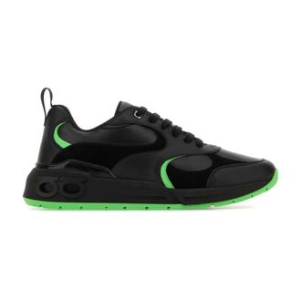 Ferragamo Schwarze Leder-Cosimina-Sneaker - - Shoes - Herren - Schwarzk - 38 1/2 EU