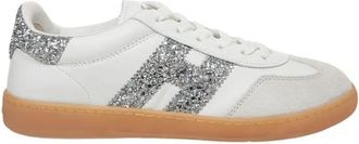Hogan Low-Top Sneaker - White Suede Sneakers With Glittery Logo Detail - Gr. 37,5 (EU) - in Grau - f&uuml;r Damen