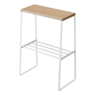 Yamazaki Tableware 4382 Tosca Beistelltisch, wei&szlig;, Stahl/Holz, minimalistisch, 42 x 22 x 56.5 cm
