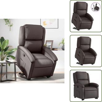 vidaXL The Living Store Relaxsessel mit Aufstehhilfe Dunkelbraun Echtleder - Elektrische Aufstehhilfe